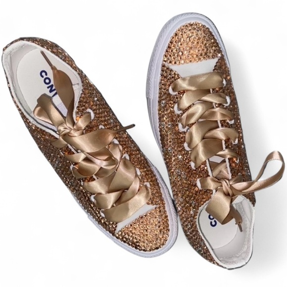 Converse | Shoes | Champagne Gold Luxe Crystal Low Top Converse Sizes ...